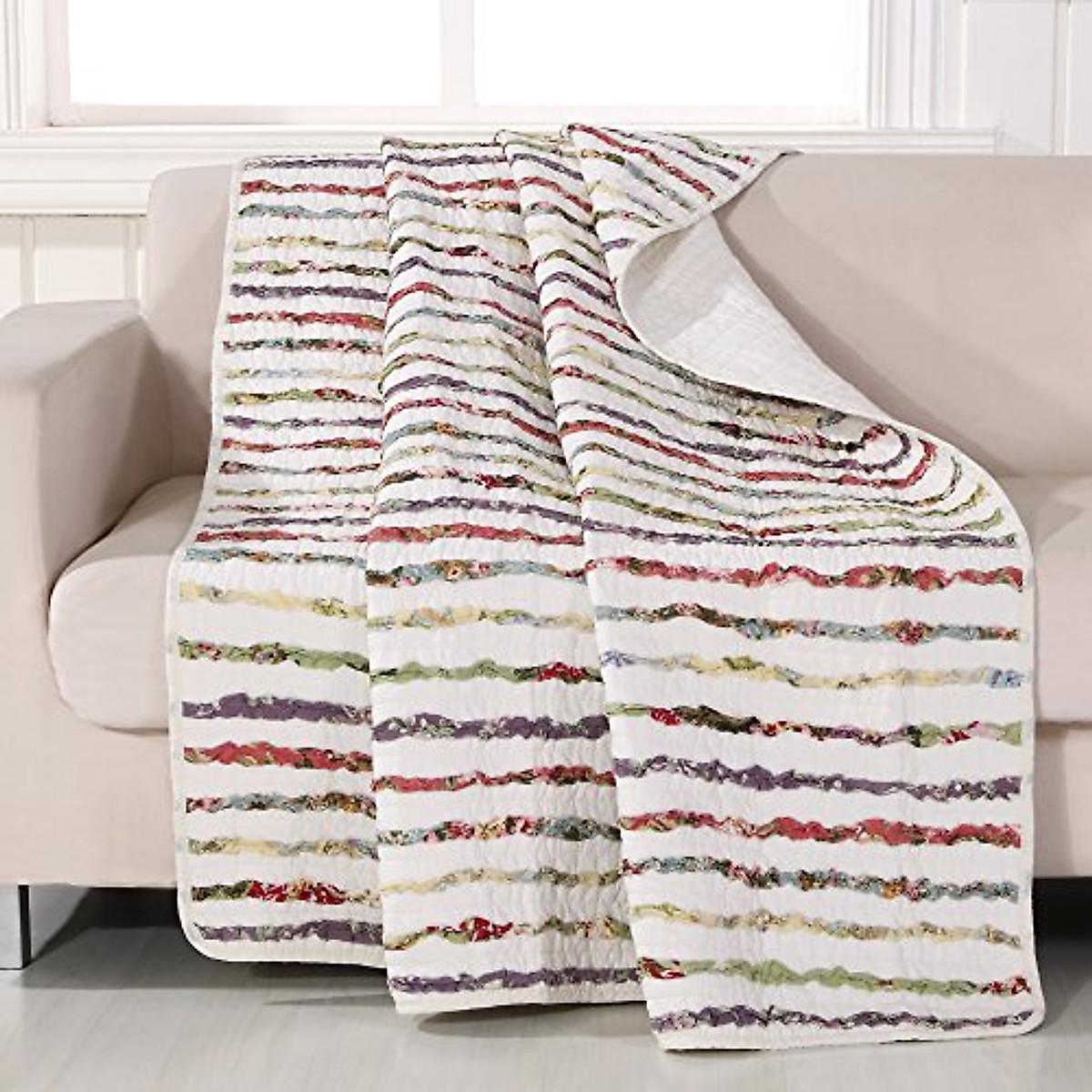 Greenland Home Bella Ruffle Quilted Throw Blanket, Full