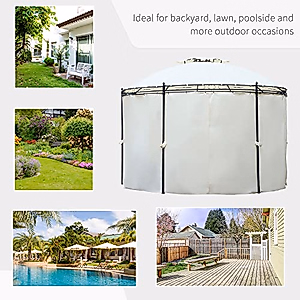 Outsunny 11.5' Patio Gazebo, Outdoor Gazebo Canopy Shelter with Curtains, Romantic Round Double Roof, Solid Steel Frame for Garden, Lawn, Backyard and Deck, Cream White