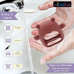 Bear Mitten Never Drop Silicone Baby Teething Toys | (Brick Red) Teether Mitten | Baby Teethers 0-6 Months, Teether Mitten, Teething Hand Mitten, Teething Mitten, Baby Teethers 6 to 12 Months