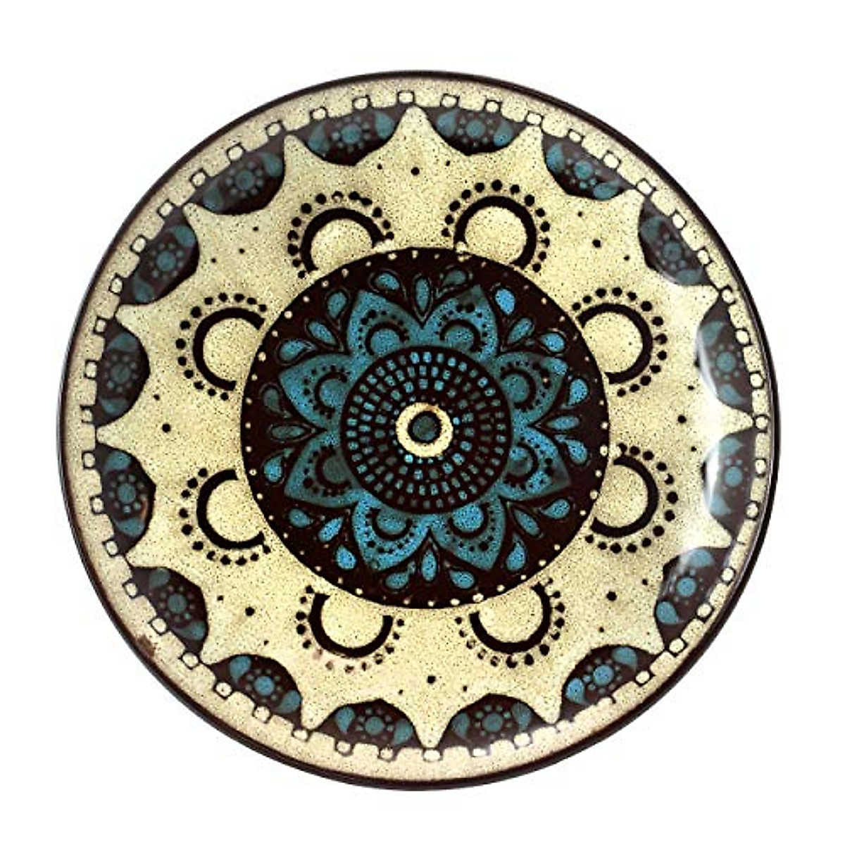 Elama CLAYHEART16 Clay Heart 16 Piece Luxurious Stoneware Dinnerware with Complete Setting for 4, 16pc, pc, Tan, Blue, Brown