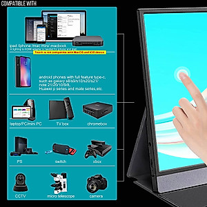 Bimawen 15.0" Touchscreen Portable Monitor,Ultra-Thin 1080p HDR Compatible with Xbox,Switch,PC,Laptop,FHD 1920x1080 IPS Screen