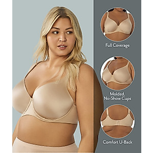 DREAMFIT Underwear for Women Plus Size Full Coverage Microfiber Underwire Everyday Smoothing Tshirt Bra - 44DD Tawny