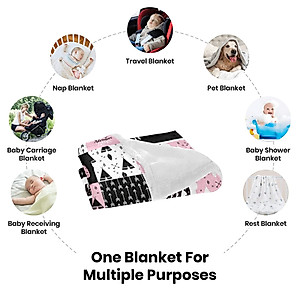 Woodland Custom Baby Blanket for Girls Personalized Baby Blanket with Name Swadding Recieving Blankets Custom Gifts for Newborn Girls Baby Items Essentials - Pink Woodland 30X40in