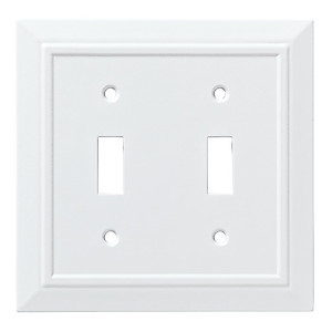 Franklin Brass Classic Architecture (1-Pack) Decorative Light Switch Cover Pure White 2-Gang Wall Plate Double Switch/Toggle Plate Covers Electrical Outlet Covers W35244-PW-C