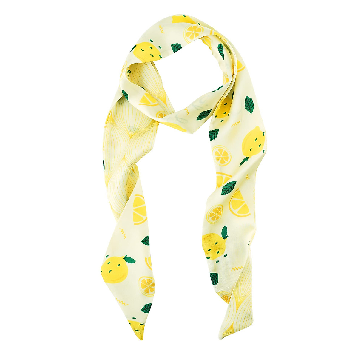 GERINLY Lemon Print Neck Choker Scarf Korea Style Ponytail Scarf for Beach Fresh Handbag Bow Accessory