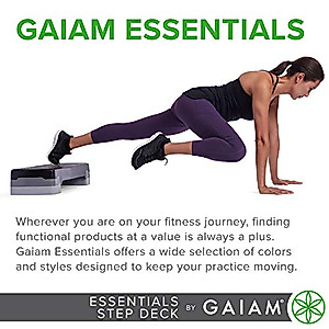 Gaiam Essentials Exercise Step Platform Aerobic Stepper Bench, Fitness Equipment Workout Deck with Adjustable Riser Height & Non Slip Textured Surface, Black
