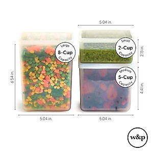 W&P Freezer Cubes | Reclaim Your Freezer With Tidy Stackable Frozen Food Containers | 64 oz | Freezer safe, BPA Free, Dishwasher Safe, Microwave Safe