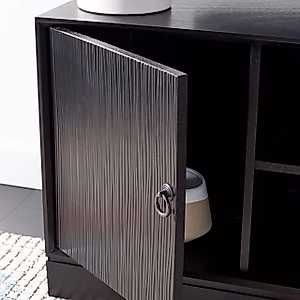 SAFAVIEH Home Collection Aliyah Black 2-Door 1-Shelf Entertainment Media Stand up to 55" Flatscreen TV