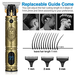 Hair Clippers for Men, Professional Cordless Beard Trimmer with 4 Guards, Haircut & Grooming Kit for Men Rechargeable LED Display, Zero Gapped Electric Shavers - Men's Gifts