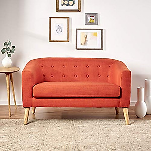 Christopher Knight Home Bridie Mid-Century Modern Loveseat, Muted Orange Fabric