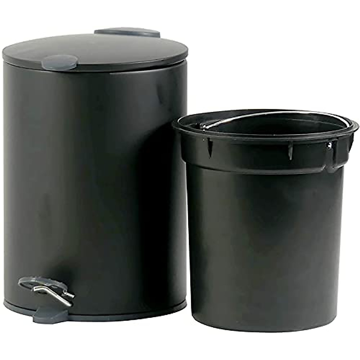 Kela Bathroom Trash Can with Soft Close, Step-On Lid, Black, 0.8 Gallons, 9 inches Tall, Small Waste