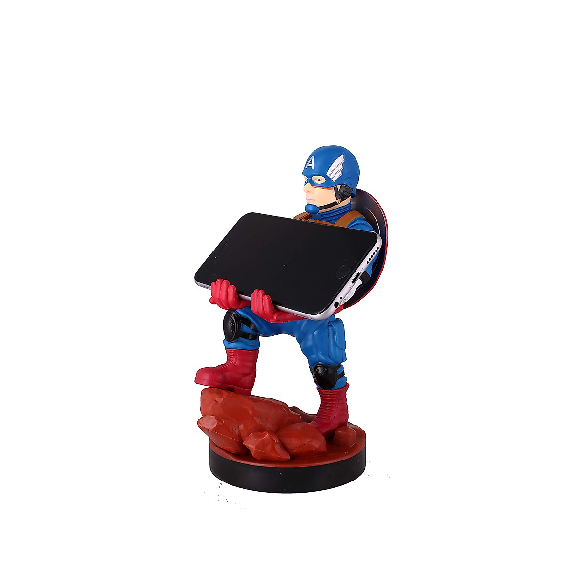 Exquisite Gaming: Marvel Captain America - Original Mobile Phone & Gaming Controller Holder, Device Stand, Cable Guys, Licensed Figure