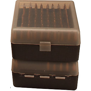MTM 100 Round Flip-Top Rifle Ammo Box .17.222, 223, 6x47.222 Mag (Clear Smoke/Black)