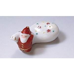 Kyo-yaki. Set of 5 Japanese chopstick spoon rest Santa Claus. Paper box. Ceramic.