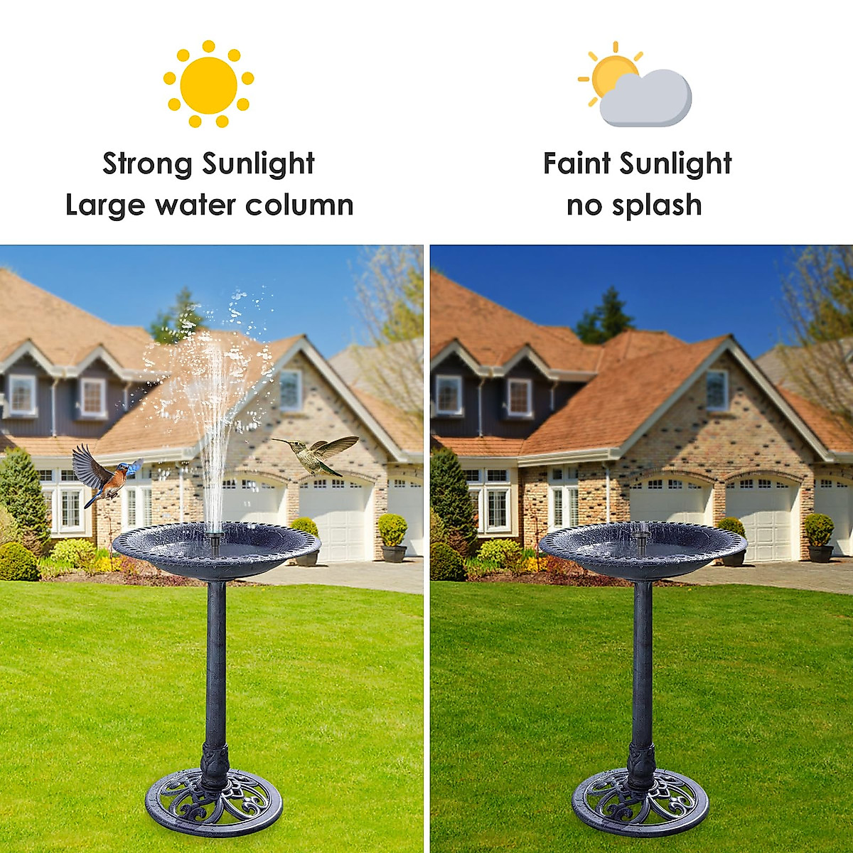 DIY Solar Water Pump Kit, 2.5W Solar Water Fountain Pump Outdoor with 8 Nozzles, Solar Water Pump for Bird Bath, Ponds, Garden and Fish Tank Garden, Pond