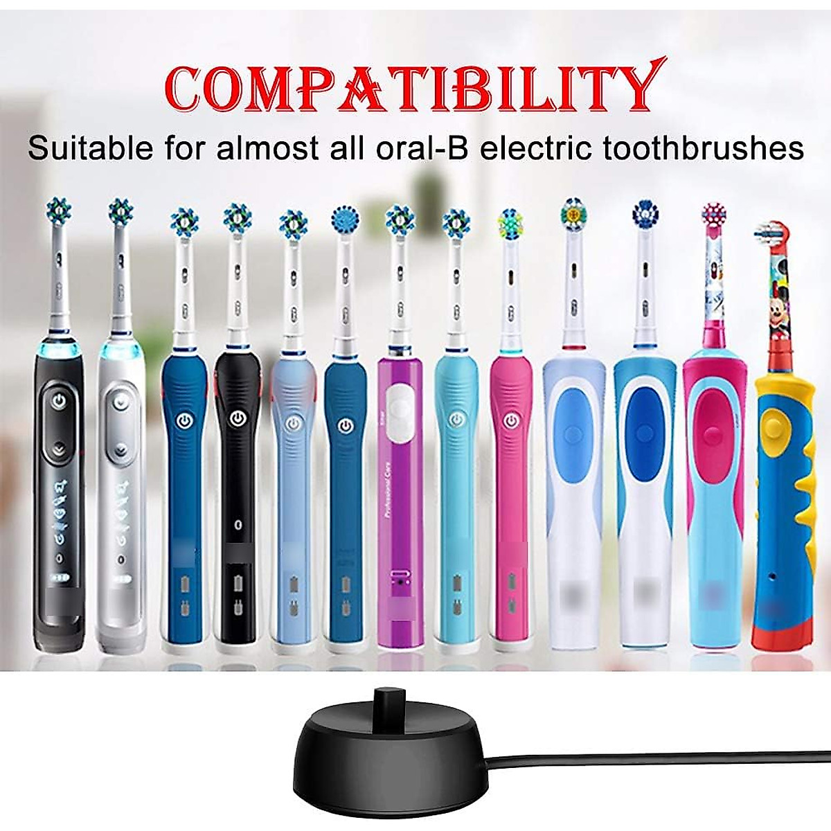 MEROM Replacement Braun Oral-B Electric Toothbrushe Charger Model 3757 for Oral B Genuine Pro SmartSeries and Most Toothbrushes, Waterproof Inductive Charging Base Power Adapter Cable