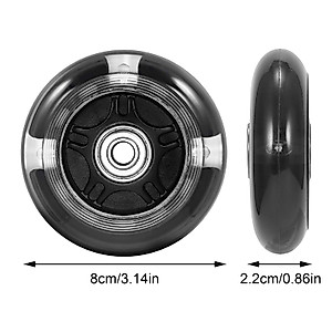 Scooter Replacement Wheels, LED Flash Wheel 80MM, Mini Maxi Micro Scooter Skate Wheels Flashing Roller Lights Back Rear ABEC-7 80MM for Kids & Teens Indoor Outdoor Skating (1pc)