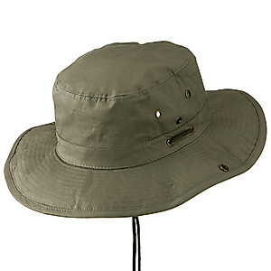 Extra Big Size Brushed Twill Aussie Hats - Olive 2XL-3XL