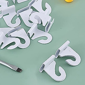 Gansita 8 Pair Drop Ceiling Hooks for Hanging,White Heavy Duty Ceiling Hooks,Metal T-Bar Hooks,Suspended Ceiling Tile Hook Ceiling Clips for Home Classroom Grid Office & Decorations