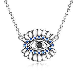WINNICACA Evil Eye Necklace Sterling Silver Evil Eye Charm Necklace Good Luck Vintage Eye Pendant Jewelry Protection Gift for Women Friend Birthday - Mom gifts (Evil Eye 1)