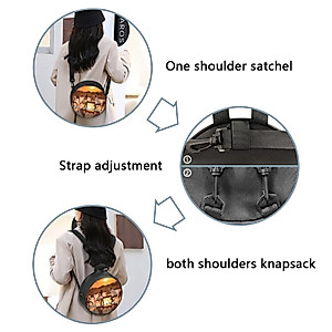 Dohaapri Women's Personalized Round Bag with Photo/Text Valentine's Day Gift Customized One Shoulder Round Bag (Black)