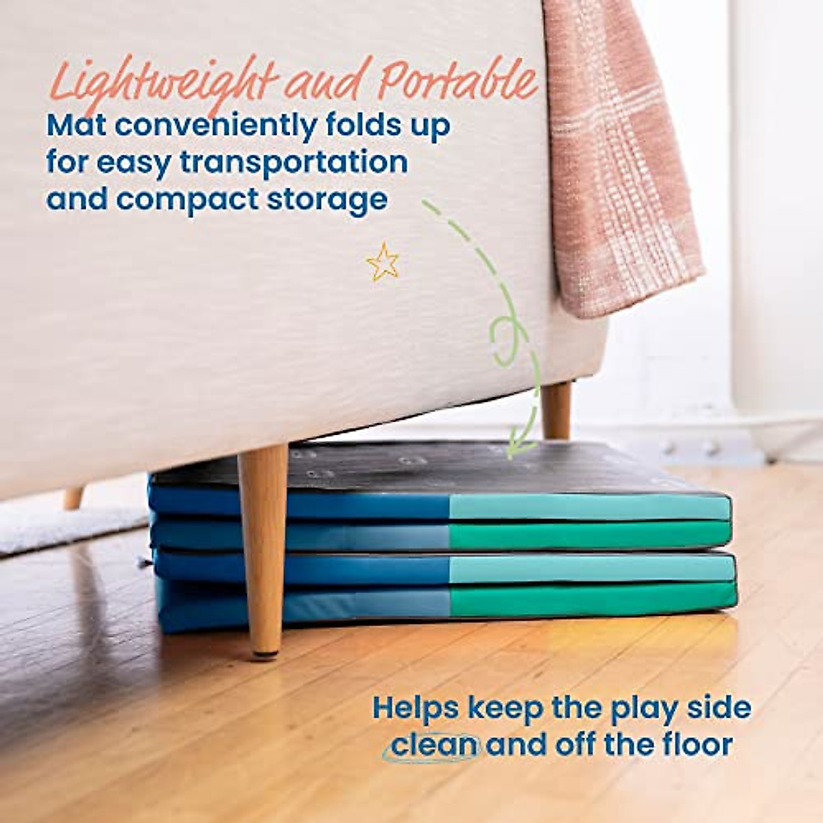 ECR4Kids SoftZone Square Dance Activity Mat, Folding Playmat, Contemporary