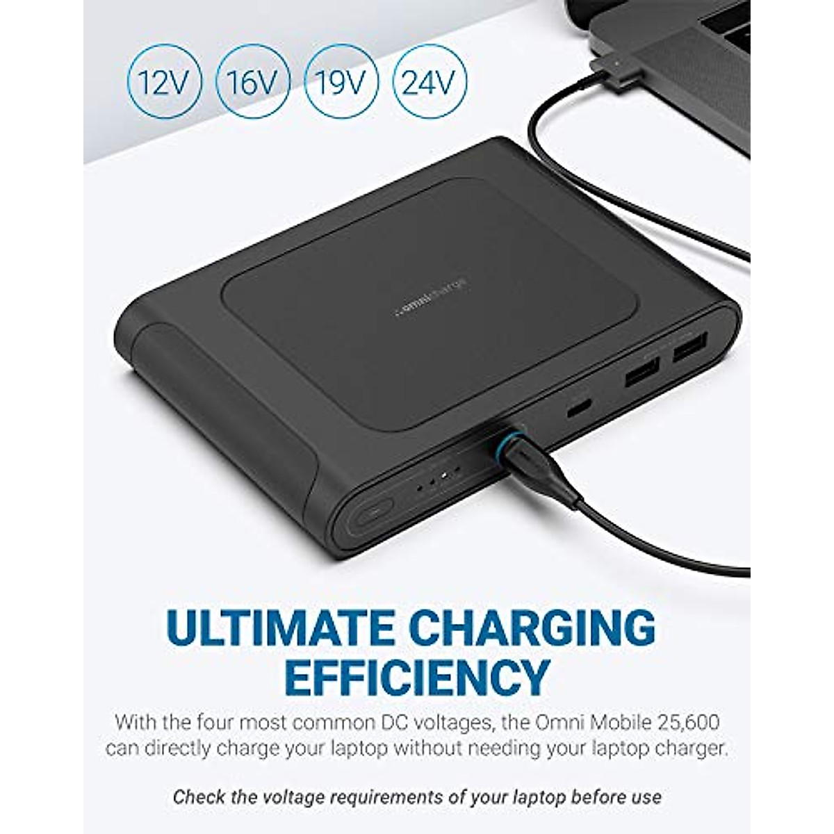Omni Mobile 25600mah DC/USB-C PD/USB-A/Wireless Power Bank | Battery Backup for Laptops:MacBook/iPad/Dell XPS/Surface | Smart Devices:Nintendo Switch/GoPro | Resmed CPAP | Smartphones:iPhone/Samsung
