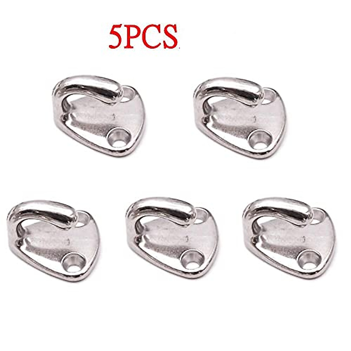 5pcs 316 Stainless Steel Boat Eye Fender Hook, Silver Mini Pad Eye Marine Sailing 27mm x 27mm Boats Accessories