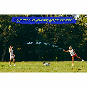 ZZYHSYXL 7 Inch Light Up Dog Flying Discs, 2 Pack Outside Dog Toys with 3 Light-Emitting Modes, Dog Flying Ring Toys for Physical Exercise, Outdoor Sports - Green Blue