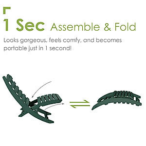 GREENVINES Folding-Xavier-Chairs Set of 2 | Wave | Portable Adirondack-Chair | HDPE Plastic | All Weather Fire-Pit Chair | Forest | for Beach Outdoor Deck Poolside Garden Patio Porch Fishing