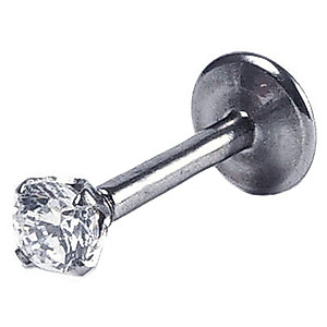 14g 16g 18g 14 16 18 Gauge 316L Stainless Steel Lip Labret Stud Ring Monroe CZ Crystal Internally Internal Threaded Body Piercing Jewelry 1/4 5/16 3/8 7/16 1/2 (18g-3/8" Long-3mm Crystal)