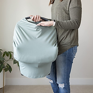 Natemia 4 in 1 Baby Car Seat Cover - Multi-Functional Stretchy & Soft Canopy, Nursing, Shopping Cart, & High Chair Cover