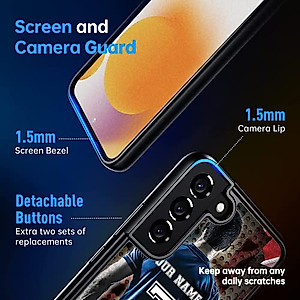 Personalized Soccer Football Player Name Number America Flag Design Rubber Cover Phone Case for Samsung S23 S22 S21 S20 ULTRA/ S21 FE/S20 FE/S10 PLUS/S9 PLUS/S8 PLUS/S7 EDGE Custom Soccer Phone Case