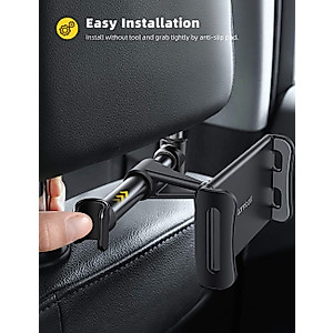 Lamicall Car Headrest Mount, Tablet Headrest Holder - Stand Cradle Compatible with iPad Pro Air Mini, Galaxy Tabs, Other 4.7-10.5" Cellphones and Tablets - Black