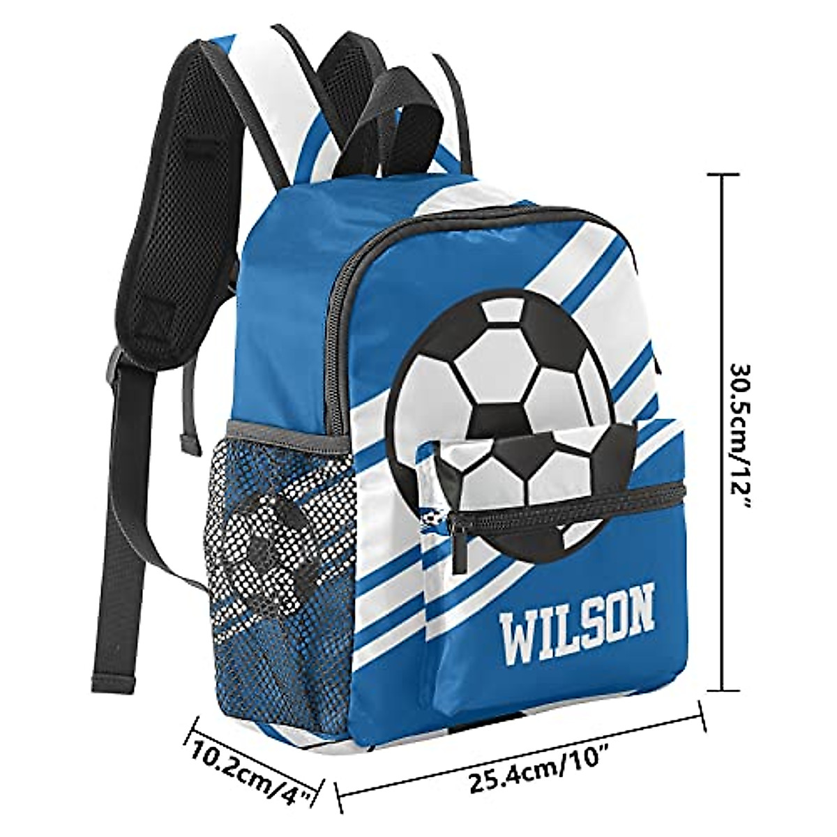 Eiis Soccer Ball Sports Royal Blue Personalized School Backpack for Kid-Boy /Girl Toddler Daypack Kindergarten Travel Bookbag