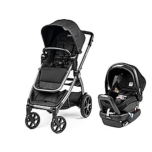 Peg Perego Ypsi Travel System - Includes Ypsi Lightweight Reversible Stroller and Primo Viaggio 4-35 Nido Infant Car Seat - Made in Italy - Onyx (Black)