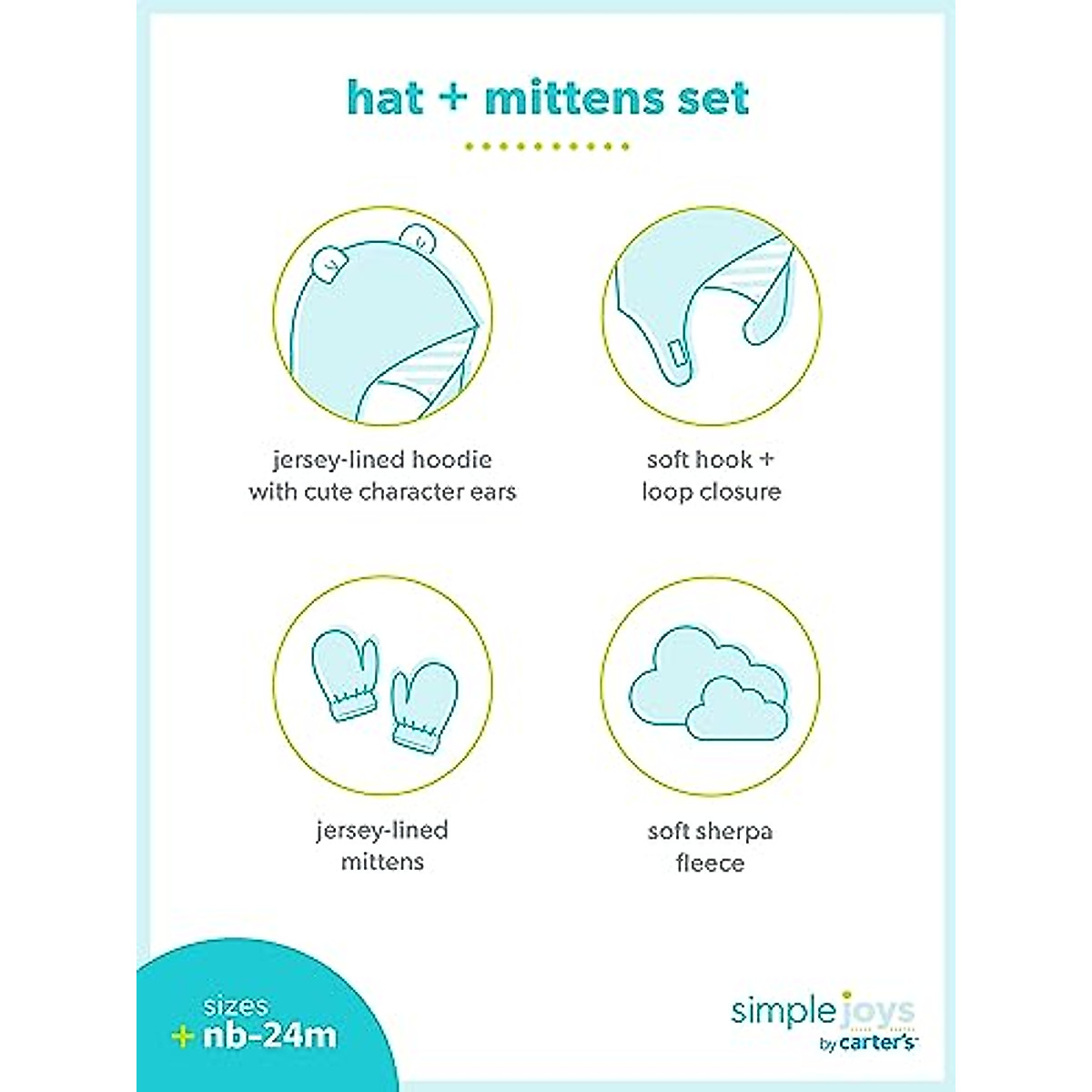 Simple Joys by Carter's Baby Hat and Mitten Set, Ivory, 12-24 Months