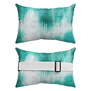 Recliner Head Pillow Ledge Loungers Chair Pillows with Insert Aqua Green Abstract Lines Geometric Art Modern Lumbar Pillow with Adjustable Strap Outdoor Waterproof Patio Pillows for Beach Pool, 2 PCS