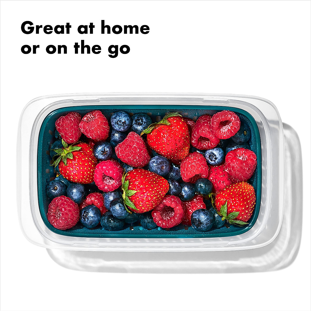 OXO Good Grips Prep & Go 1.9 Cup/0.45 L Container with Colander | Leakproof Food Storage | Perfect for rinsing and storing fruits and veggies | BPA Free | Microwave and Dishwasher Safe | Freezer Safe
