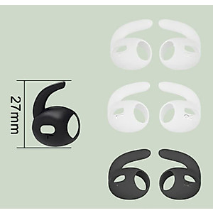 ALXCD Sport Eartips Hook Compatible with AirPods Pro 2 Earbuds 2nd Gen 2022, Anti Slip Anti Lost Silicone Earbuds Covers Ear Hook Eartips, Compatible with AirPods Pro 2, 6 Pairs Black White Clear