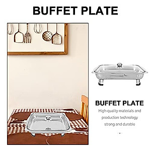 Metal Tray Chafing Dish Buffet Set: Buffet Pan Stainless Steel Food Warmer Trays Food Pan Buffet Server with Glass Lid Cover for Wedding Birthday Party Appetizer Serving Tray