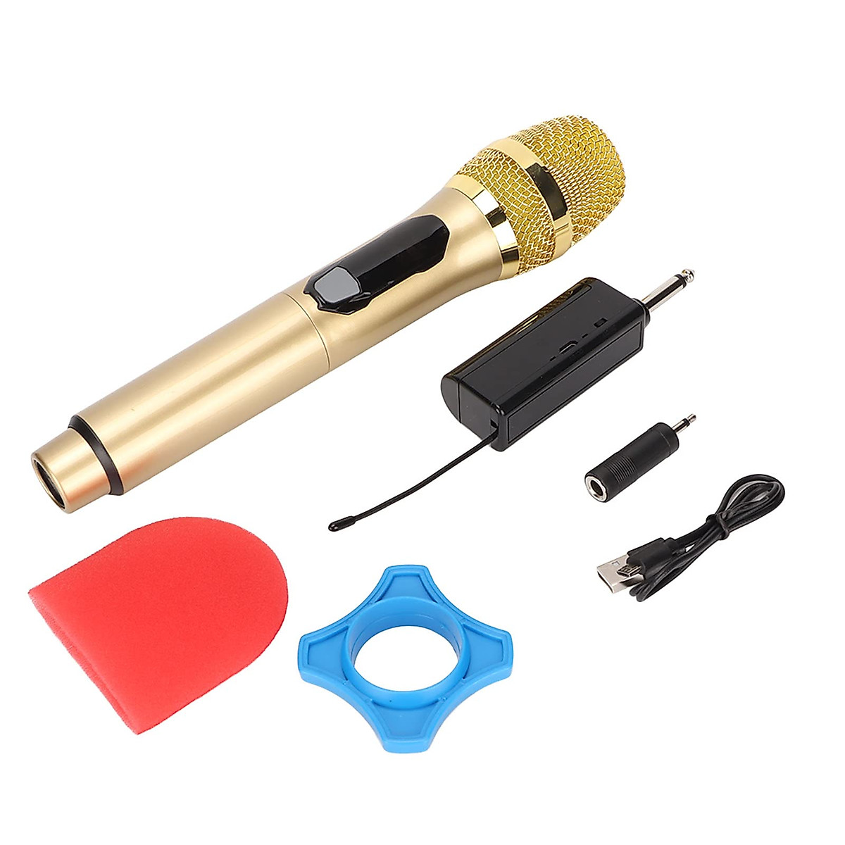 GOWENIC Microphone,Metal Dual Professional UHF Cordless Dynamic Mic Handheld Microphone System, for Home Karaoke, Meeting, Party, Church, DJ, Wedding(Gold)