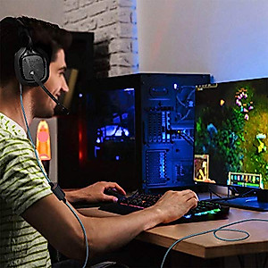 MQDITH Replacement Audio Cable Compatible with Astro A40 A40TR Gaming Headset, Inline Mute Wire and No Volume Control Cord(Blue)