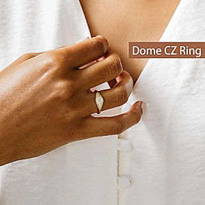 Collner 18K Gold Minimal Pave Dome Ring Statement Simulated Diamond Thin CZ Dome Ring Classic Gold Wedding Band