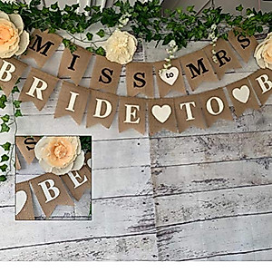 BUYGOO Burlap Banner Bride to Be Banner Bridal Shower Banner Rustic Bunting Garland for Engagement Bachelorette Wedding Party Decorations Supplies - 2 Pieces
