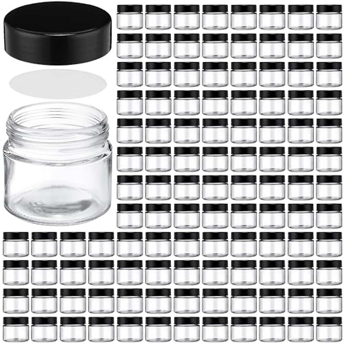 60 Pieces Glass Jars with Lids Clear Small Mason Jars Empty Round Glass Spice Jars Wide Mouth Canning Jars Storage Refillable Empty Cosmetic Containers for Lotions Cream Powders Beauty Product (4 oz)