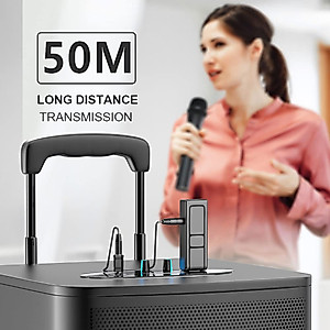 VOVIGGOL VHF Wireless Microphone, Universal Handheld Karaoke Mic Speaker, Over 110 DB Outdoor Indoor Cordless Microphone System with USB Reciver for Singing, Karaoke, Speech, Wedding, Church