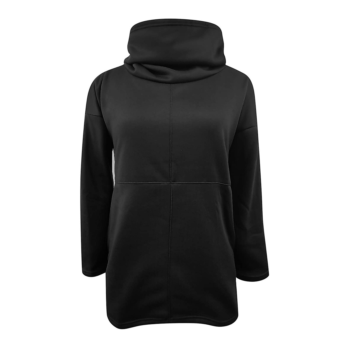 iQKA Women Long Sleeve High Neck Sweatshirt Solid Color Casual Loose Turtleneck Pullover Tops Fall Blouse S-3XL(Black，XXL)