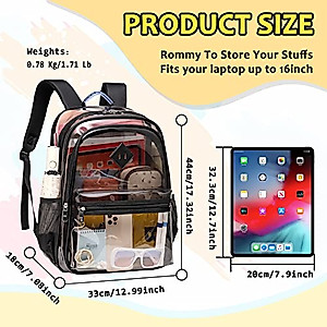 ASKSKY Clear Backpack Stadium Approved, Thriple Compartments Book Bag Heavy Duty Black PVC See Through Backpack for School for College Travel Work Festival, Black and Grey
