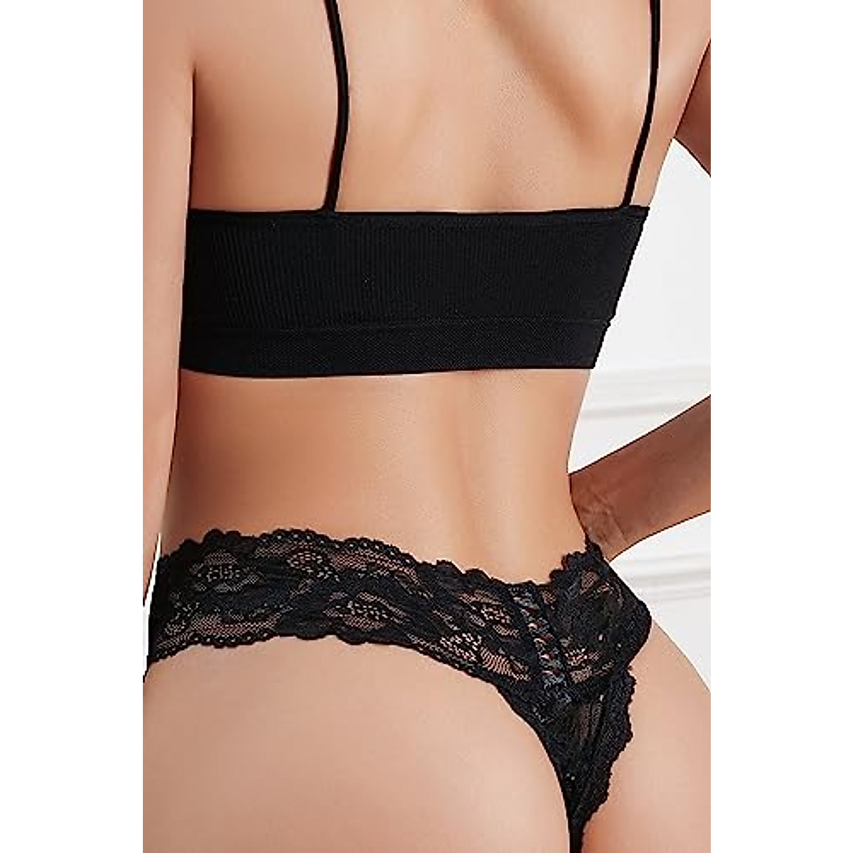 Banamic Thongs for Women Seamless Underwear Lace Panties Thong